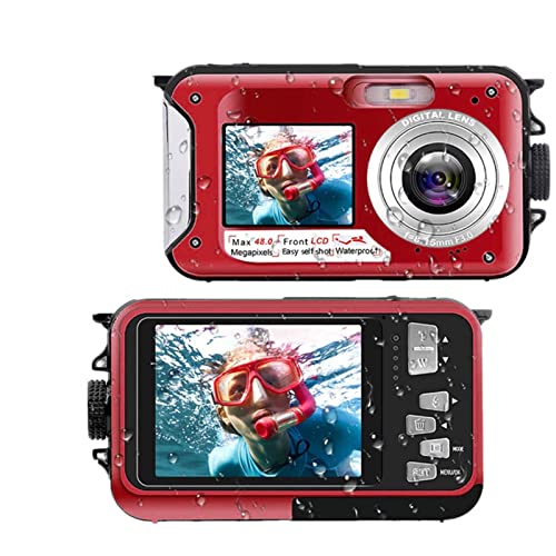 TOUMENY Waterproof Digital Camera, Full Hd 2.7K 48Mp16X Digital Zoom Video Recorder, Self-Timer Dual Screen