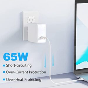 65W USB C Fast Charger, PD Wall Charger for MacBook, Lenovo 65W Laptop,Dell/HP Laptops,iPad, iPhone with Two 3.2-inch USB C to C and Type C to Type A Charging Cables Type C Wall Charger Lotorasia