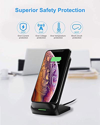 NANAMI Upgraded Fast Wireless Charger,Qi-Certified Wireless Charging Stand Compatible Samsung Galaxy S23/S22/S21/S20/S10/S9 S8/Note 20 Ultra/10/9 & Qi Phone Charger for iPhone 14/13/12/SE/11/XR/XS/X/8