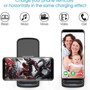 NANAMI Upgraded Fast Wireless Charger,Qi-Certified Wireless Charging Stand Compatible Samsung Galaxy S23/S22/S21/S20/S10/S9 S8/Note 20 Ultra/10/9 & Qi Phone Charger for iPhone 14/13/12/SE/11/XR/XS/X/8