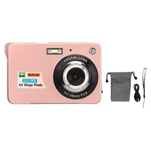 4K 48MP Vlogging Camera, Anti Shake Digital Camera with 2.7in LCD Display, 8X Zoom Photography Camera for Kids, with Fill Light, Up to Memory Card 128G (Pink)