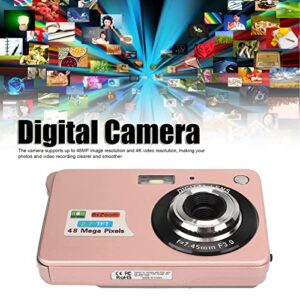 4K 48MP Vlogging Camera, Anti Shake Digital Camera with 2.7in LCD Display, 8X Zoom Photography Camera for Kids, with Fill Light, Up to Memory Card 128G (Pink)