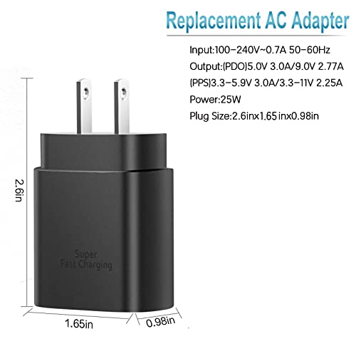 USB-C 2-Pack 25W PD Super Fast Charging Wall Charger for Samsung Galaxy A53/A73/A33/Z Fold4/Flip4/S22/S22 Plus/S21/S21 Ultra/S20/Note20/ Note 20 Ultra/iPhone 14 /iPhone 13/13 Pro/13 Pro Max/iPad Pro