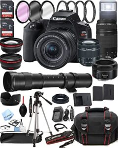 rebel sl3 dslr camera w/ef-s 18-55mm f/4-5.6 is stm lens + 75-300mm f/4-5.6 iii lens + 50mm f/1.8 stm lens + 420-800mm super telephoto lens + 128gb memory (42pc extreme bundle)