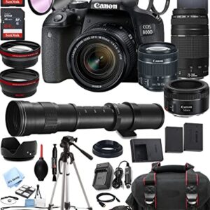 EOS 800D (Rebel T7i) DSLR Camera w/EF-S 18-55mm F/4-5.6 is STM Lens + 75-300mm F/4-5.6 III Lens + 50mm f/1.8 STM Lens + 420-800mm Super Telephoto Lens + 128GB Memory (42pc Extreme Bundle)