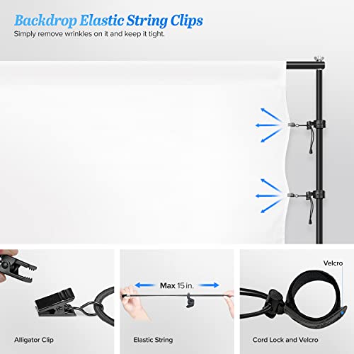 LimoStudio 10 x 9.6 ft. (W x H) Heavy Duty Backdrop Stand, Easy Background Install with Ring Clip, Elastic String Clip, Clamp, Photo Studio, AGG3132