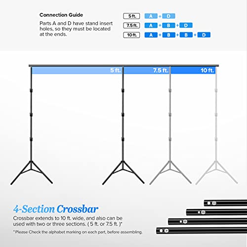 LimoStudio 10 x 9.6 ft. (W x H) Heavy Duty Backdrop Stand, Easy Background Install with Ring Clip, Elastic String Clip, Clamp, Photo Studio, AGG3132