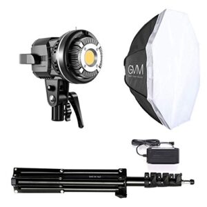 gvm 80w video light, studio lights for photography, softbox lighting kit with bowens mount, cri97+ 5600k colour temperature , 22in softbox, tripod stand, youtube, video, wedding