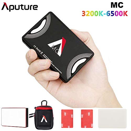 Aputure MC Aputure Amaran AL-MC RGBWW Pocket On Camera Light TLCI/CRI 96+ RGB 0-360 Full Color 3200-6500K Adjustable 0-100% Stepless Dimming with Magnet Adsorption Function,App Control Wireless Charge