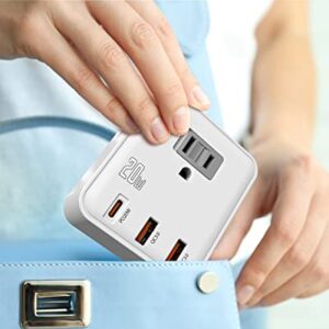 UK & European Travel Plug Adapter - Fast Charger for iPhone iPad 20W PD USB C & Quick Charge QC 3.0, 2500W Power Adaptor 3 US Outlets American to EU Europe Italy France Travel Essentials Accessories