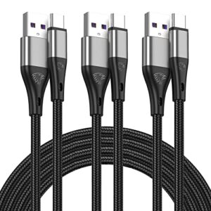 usb type c cable fast charging,3pack 10ft premium nylon braided 3a rapid charger quick cord,type c to a cable compatible for samsung galaxy s21 s20 s10 s9 s8 plus,note 20 10 9 8, lg v50 v40 g8 g7