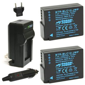 wasabi power battery (2-pack) and charger for panasonic dmw-blc12 and leica bp-dc12, bp-dc12-u, 18729, leica v-lux 4, v-lux (typ 114), leica q