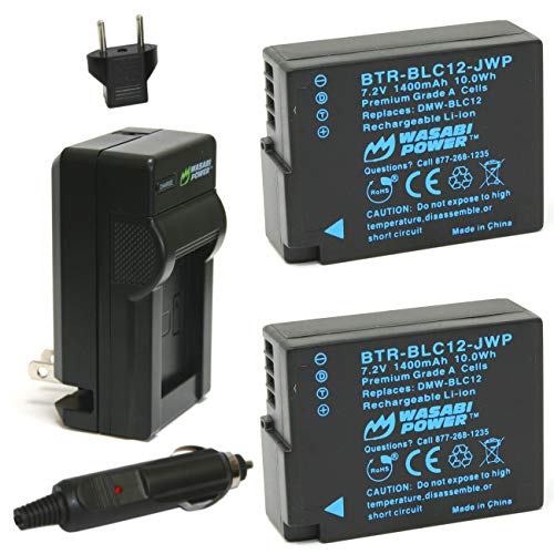 Wasabi Power Battery (2-Pack) and Charger for Panasonic DMW-BLC12 and Leica BP-DC12, BP-DC12-U, 18729, Leica V-Lux 4, V-Lux (Typ 114), Leica Q