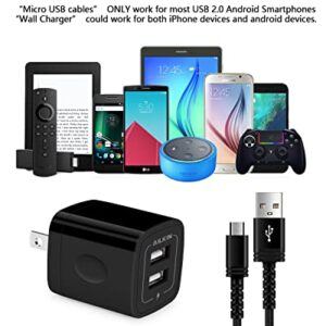 Micro USB Charger, Dual USB Port Wall Block with 6FT Android Fast Charging Cable for Kindle Fire HD 10 8 7 Kids Edition Tablet Paperwhite E-Reader, Samsung J8 J7 Pro S6 S7, Droid Cord AC Power Adapter