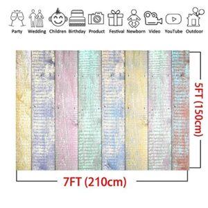 LYWYGG 7x5ft Colorful Rustic Wood Fence Wall Texture Easter Photography Backdrops Paint Child Baby Shower Birthday Party Background CP-146