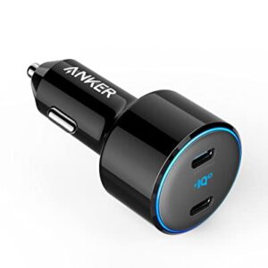 Anker USB C Car Charger, 50W 2-Port PIQ 3.0 Fast Charger Adapter, PowerDrive+ III Duo with Power Delivery for iPhone 14 13 12 11 Pro Max mini, Galaxy S20/S10/S9, Note 9, iPad Pro, Macbook Air and More