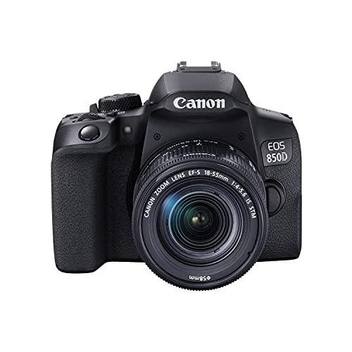 Canon EOS 850D (T8i) DSLR Camera with Canon EF-S 18-55mm f/4-5.6 is STM Lens Bundle, Starter Kit with Accessories (Gadget Bag, Extra Battery, Digital Slave Flash, 128Gb Memory, 50" Tripod and More)