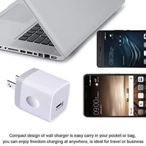 iPhone Wall Charger Adapter USB Charging, 5Pack Single Port USB Wall Plug in Phone Charger Cube Box Head Travel Power Blocks Brick Compatible iPhone SE/X/11 Pro Max, Samsung A20 S10 S9 S7 S6 HTC LG