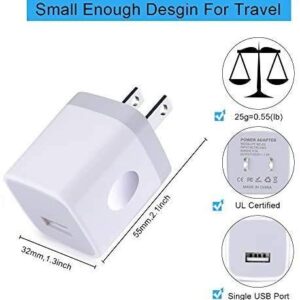 iPhone Wall Charger Adapter USB Charging, 5Pack Single Port USB Wall Plug in Phone Charger Cube Box Head Travel Power Blocks Brick Compatible iPhone SE/X/11 Pro Max, Samsung A20 S10 S9 S7 S6 HTC LG