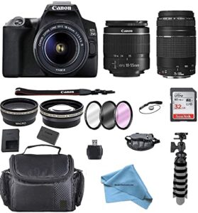 eos 250d / rebel sl3 digital slr camera body w/ef-s 18-55mm f/3.5-5.6 lens 3 lens dslr + canon 75-300 lens kit bundled with complete accessory bundle – international model (renewed)