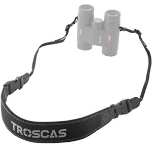 troscas super comfort neoprene optic straps | loop connectors | field repair buckle | lightweight | adjustable length neck straps for binoculars cameras (type 2)