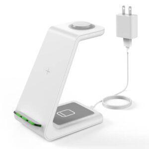 Wireless Charging Stand, GEEKERA 3 in 1 Wireless Charger Dock Station for iPhone 14 Pro Max/14 Pro/14 Plus/13/12/11/X/8 Series, Apple Watch Ultra/SE/8/7/6/5/4/3/2, AirPods Pro/3, Samsung Qi Phones