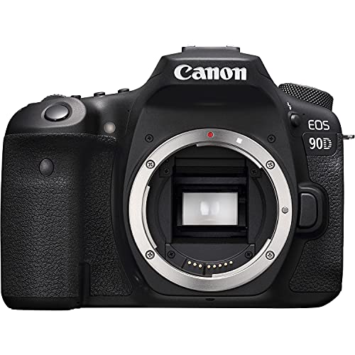 Canon Intl. EOS 90D DSLRCamera with EF 50mm f/1.8 STM,EF 75-300mm f/4-5.6 III Len,Portable LED Light,128GB Memory Card,Microphone, Extra LP-E6 Battery, Gadget Bag, Cleaning Kit + More 3616C002, Black