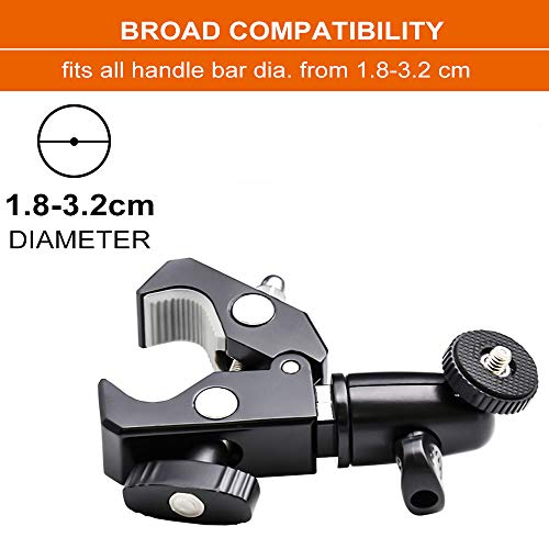 EXSHOW Camera Motorcycle Mount for Gopro, 360 Rotation Metal Action Camera Clamp Holder with 1/4-20 Thread for Moto Bike Bicycle Handlebar, for GoPro Hero 9 8 7 6 5 4 Black, SJCAM, Canon, DSLR etc