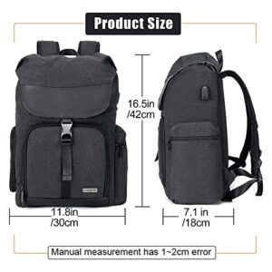 CADeN Camera Backpack Canvas Camera Bag for DSLR/SLR Mirrorless Camera with 15.6 inches Laptop Compartment, Camera Case Compatible for Sony Canon Nikon Cameras and Lens Tripod Waterproof Black