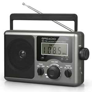 greadio portable shortwave radio,am fm transistor radio with best reception,lcd display,time setting,battery operated by 4 d cell batteries or ac power,big speaker,earphone jack for gift,elder,home