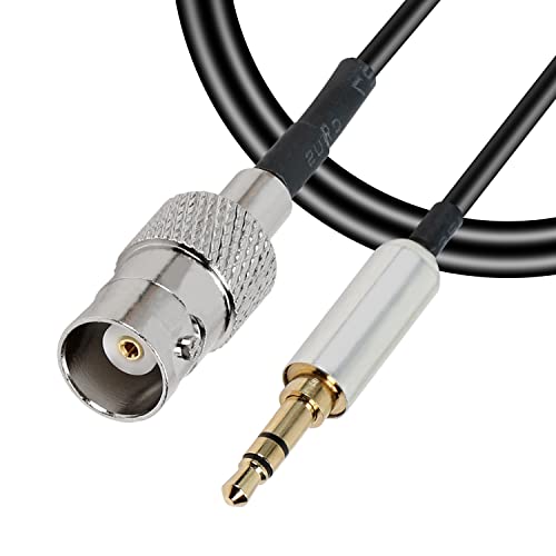 MEIRIYFA BNC Female to 3.5mm Coaxial Power Audio Cable, BNC Female Jack to 1/8" TRS Stereo Male Plug Audio Cable 1.2Ft (BNC Female to 3.5mm Male)