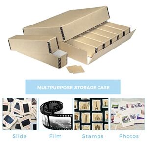 Lineco, Archival Slide Storage Box 15.5" x 11.5" x 3", Holds Up to 840 Slides, With 6 Inner Slide File Cases, Tan