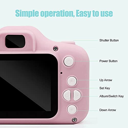 Zerone Digital Camera Kids Photo Camera with 2 Inch IPS Color Screen X2 Mini Portable HD 1080P Camera for 3-10 Years Old Girls Birthday Kids Toy(Pink)