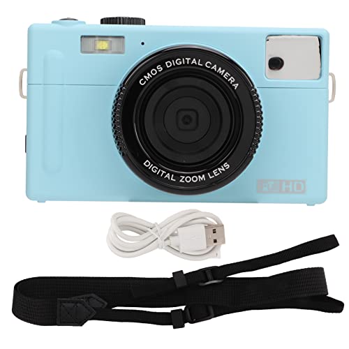 PUSOKEI Micro Single Camera, 1080P FHD Micro Single Camera with 3.0 Inch LCD Display, Portable Mirrorless Camera 16X Digital Zoom 24MP Built in Microphone(Blue)