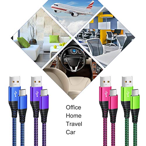 USB Type C Cable, Besgoods 4-Pack 10ft USB C Cable Fast Charge Nylon Braided USB A to C Charging Cable Compatible with Samsung Galaxy Note 8 9 S8 S9 S10, LG V30 V20 G5 G6, Google Pixel and More