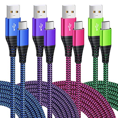 USB Type C Cable, Besgoods 4-Pack 10ft USB C Cable Fast Charge Nylon Braided USB A to C Charging Cable Compatible with Samsung Galaxy Note 8 9 S8 S9 S10, LG V30 V20 G5 G6, Google Pixel and More