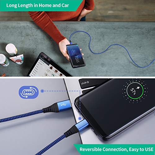 USB Type C Cable, Besgoods 4-Pack 10ft USB C Cable Fast Charge Nylon Braided USB A to C Charging Cable Compatible with Samsung Galaxy Note 8 9 S8 S9 S10, LG V30 V20 G5 G6, Google Pixel and More