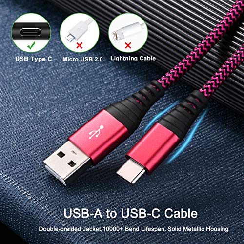 USB Type C Cable, Besgoods 4-Pack 10ft USB C Cable Fast Charge Nylon Braided USB A to C Charging Cable Compatible with Samsung Galaxy Note 8 9 S8 S9 S10, LG V30 V20 G5 G6, Google Pixel and More