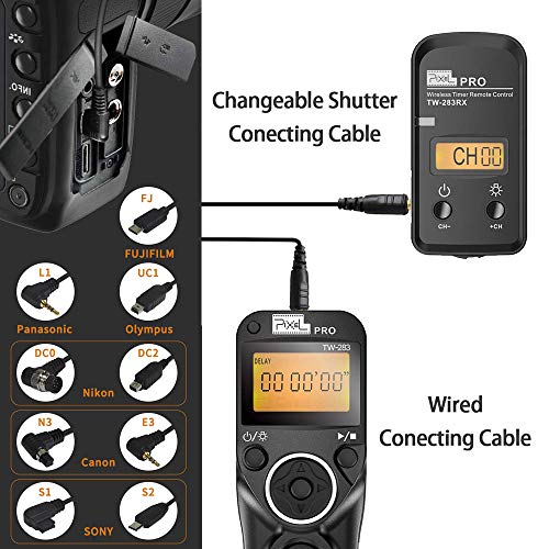 Remote Shutter Release Compatible for Nikon, Wireless Shutter Release Timer Remote Control Pixel TW-283 DC0/DC2 Compatible for Nikon D5200 D5300 D7100 D850 D800 D750 D610