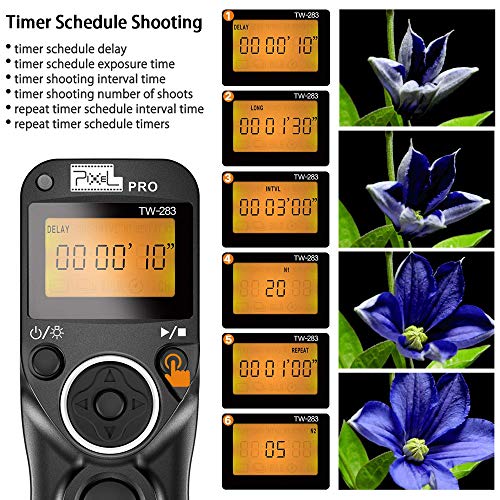 Remote Shutter Release Compatible for Nikon, Wireless Shutter Release Timer Remote Control Pixel TW-283 DC0/DC2 Compatible for Nikon D5200 D5300 D7100 D850 D800 D750 D610