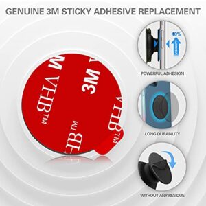 pop-tech 9 Pack Sticky Adhesive Replacement for Socket Mount Base, VHB 3M Sticker Pads for Phone Collapsible Grip & Stand Back - 9pcs 35mm Double Sided Tapes & 4pcs Alcohol Prep Pads