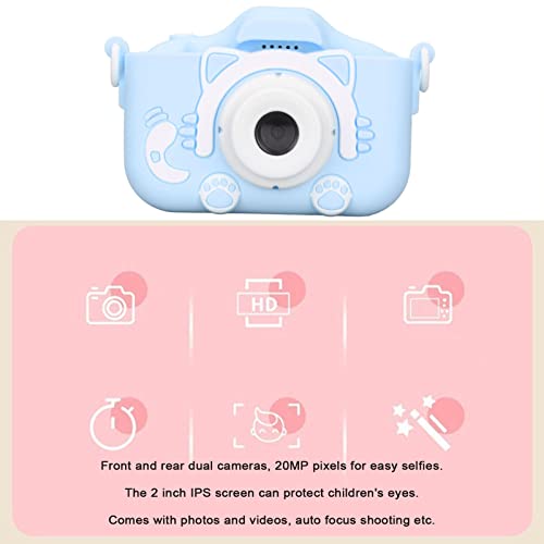 Liccx Kids Camera, Portable Kids Video Camera with Protective Cover and Lanyard, 1080P HD Digital Camera for Kids Age 3 4 5 6 7 8 9 10 11 12 Years Old(Blue, Without 32GB Memory Card)