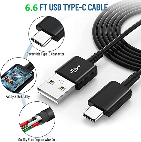 Samsung Fast Charger with USB Type C Cable 6ft for Samsung Galaxy S10/S10e/S10 Plus/S9/S9 Plus/S8/S8 Plus/A13/A03s/A30/A31/A32/A50/A51/A52/A53/Note 20/Note 10/Note 9/Note 8/S20/S20+/S21/S21+/S22 Ultra