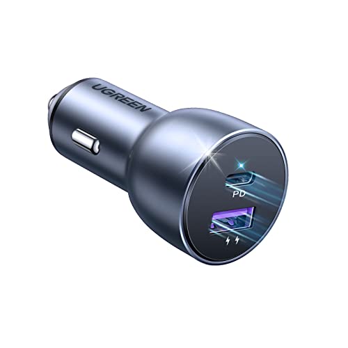 UGREEN USB C Car Charger, 52.5W Type C Car Charger PD 30W&QC 18W, Fast Car Charger Adapter Compatible with iPhone 14/13/12/11, iPad Pro/Mini/Air, Galaxy S23/S22/S21/S20/S10/Note 20, Pixel 7/6/5