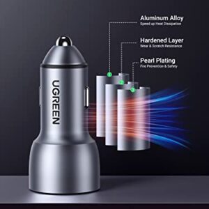 UGREEN USB C Car Charger, 52.5W Type C Car Charger PD 30W&QC 18W, Fast Car Charger Adapter Compatible with iPhone 14/13/12/11, iPad Pro/Mini/Air, Galaxy S23/S22/S21/S20/S10/Note 20, Pixel 7/6/5