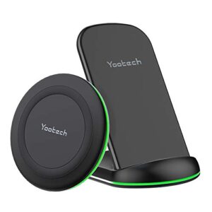 yootech wireless charger,[2 pack] 10w max wireless charging pad stand bundle,compatible with iphone 14/14 plus/14 pro/14 pro max/13/se 2022/12/11/x/8,galaxy s22/s21/s20,airpods pro 2 (no ac adapter)