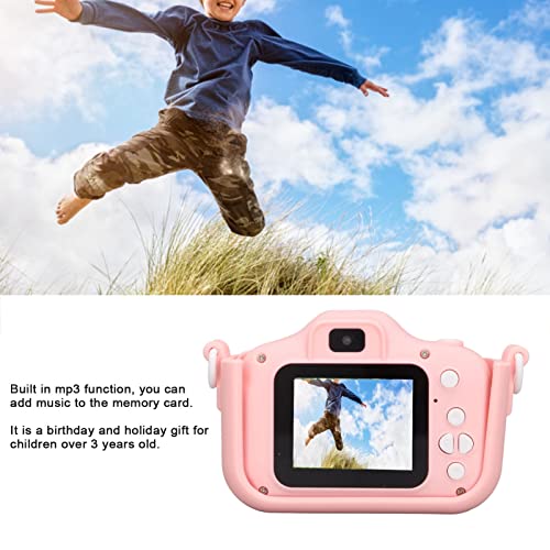 Liccx Kids Camera, Portable Kids Video Camera with Protective Cover and Lanyard, 1080P HD Digital Camera for Kids Age 3 4 5 6 7 8 9 10 11 12 Years Old(Pink, Without 32GB Memory Card)