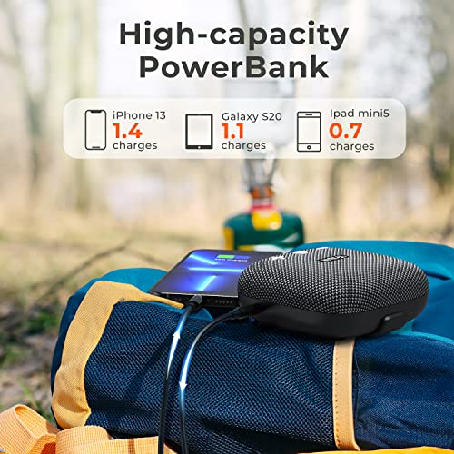 Tribit StormBox Micro 2 Portable Speaker: 90dB Loud Sound Deep Bass IP67 Waterproof Small Speaker Built-in Strap, 12H Playtime Long Battery Powerbank for Outdoor Camping Biking, 120ft Bluetooth Range