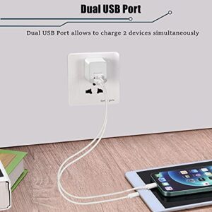 12W USB Wall Charger with Foldable Plug, 3-Pack 2.4A Dual-Port Power Adapter Mini Charging Block Cube Compatible iPad, iPhone 12 11 Pro Max XR/XS/X 8/7/6/6s Plus, Samsung, Moto, HTC＆ More(ETL Listed)