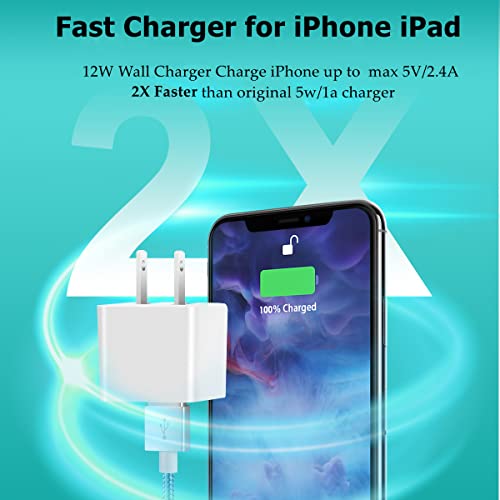 12W USB Wall Charger with Foldable Plug, 3-Pack 2.4A Dual-Port Power Adapter Mini Charging Block Cube Compatible iPad, iPhone 12 11 Pro Max XR/XS/X 8/7/6/6s Plus, Samsung, Moto, HTC＆ More(ETL Listed)